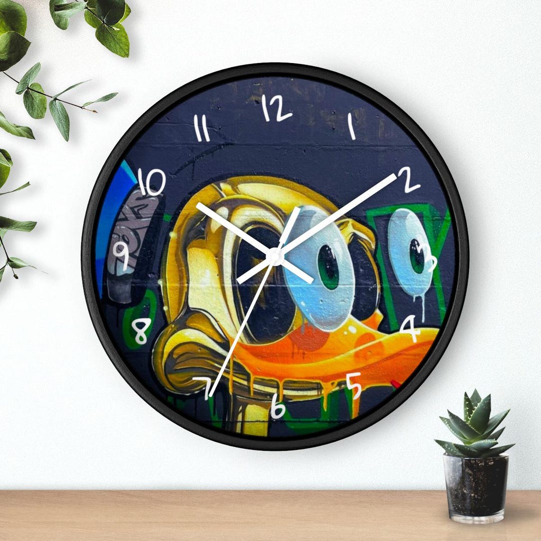 Graffiti Wall Clock - Urban Decor, Duck Clock, Silent Operating Analog ...