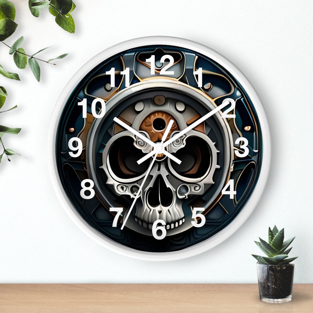 Silent Wall Clock, Skull Graphic Wall Clock Silent Analog Clock Unique ...