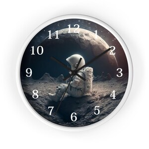 Astronaut in Space Wall Clock - Celestial Timepiece, Silent Operating ...