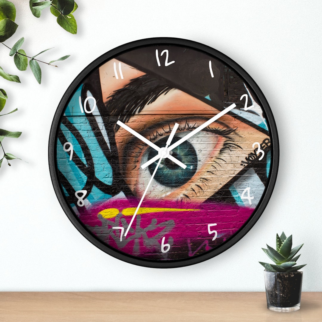 Silent Wall Clock, Unique Graffiti Art Clock, Silent Analog Graphic ...