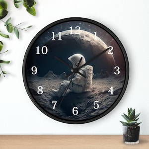Astronaut in Space Wall Clock - Celestial Timepiece, Silent Operating ...