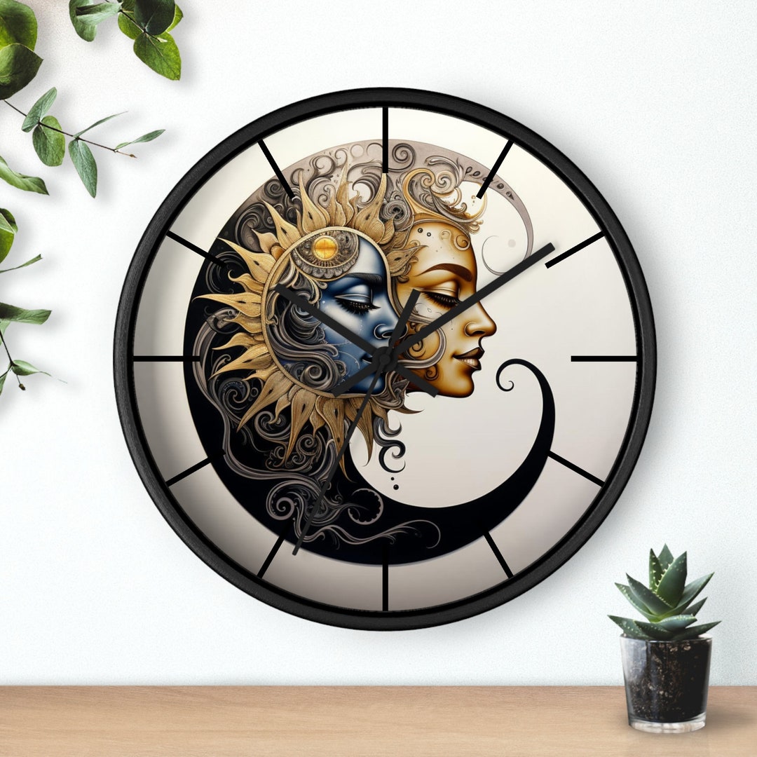 Celestial Moon Wall Clock: Silent Analog Home Decor - Etsy