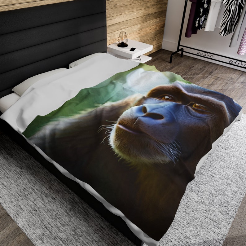 Monkey Blanket, Soft Velveteen Plush Blanket, Cozy Home Decor, Jungle ...