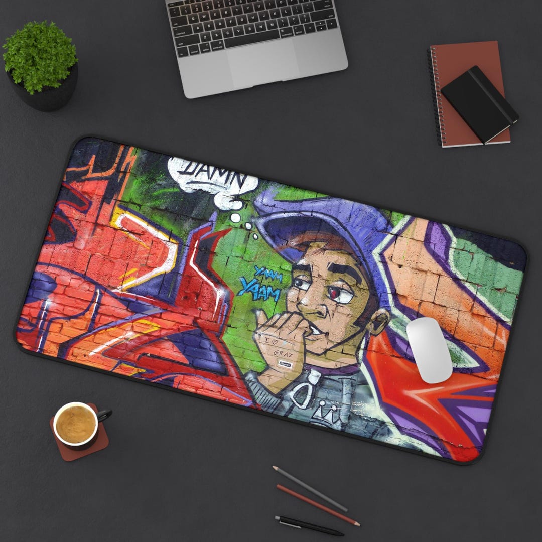 Desk Mat - Graffiti Graphic | Neoprene Anti-slip Mat - Etsy