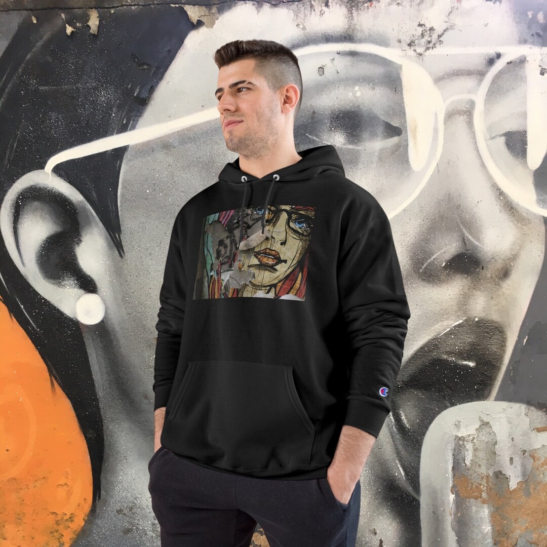 Graphic Graffiti Hooded Sweatshirt, Graffiti Street Art Champion Hoodie ...