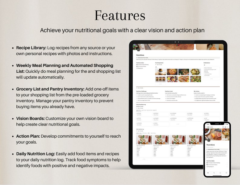 Notion Template, Ultimate Meal Planner, Fitness Planner, Food Journal ...