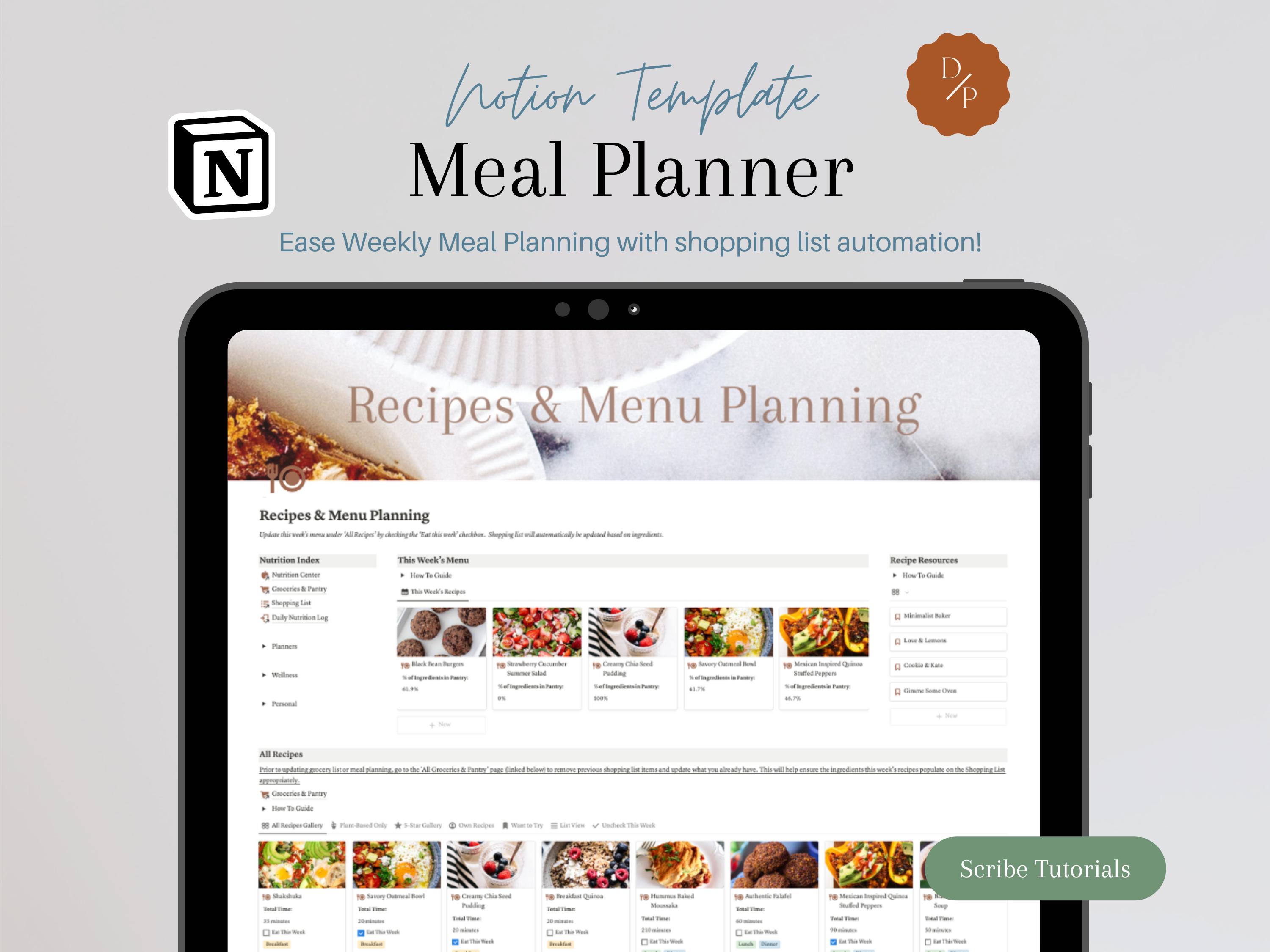 Notion Template, Ultimate Meal Planner, Fitness Planner, Food Journal ...