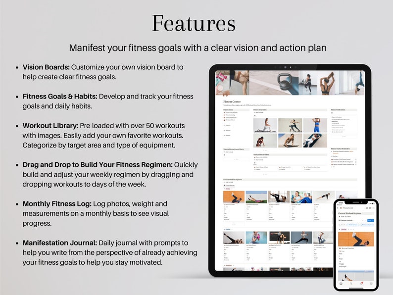 Notion Template, Fitness Planner, Notion Dashboard, Workout Template ...