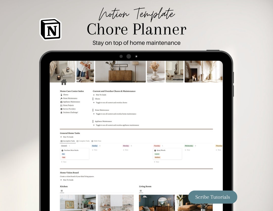 Notion Template, Ultimate Cleaning Schedule, Track All Home Management ...