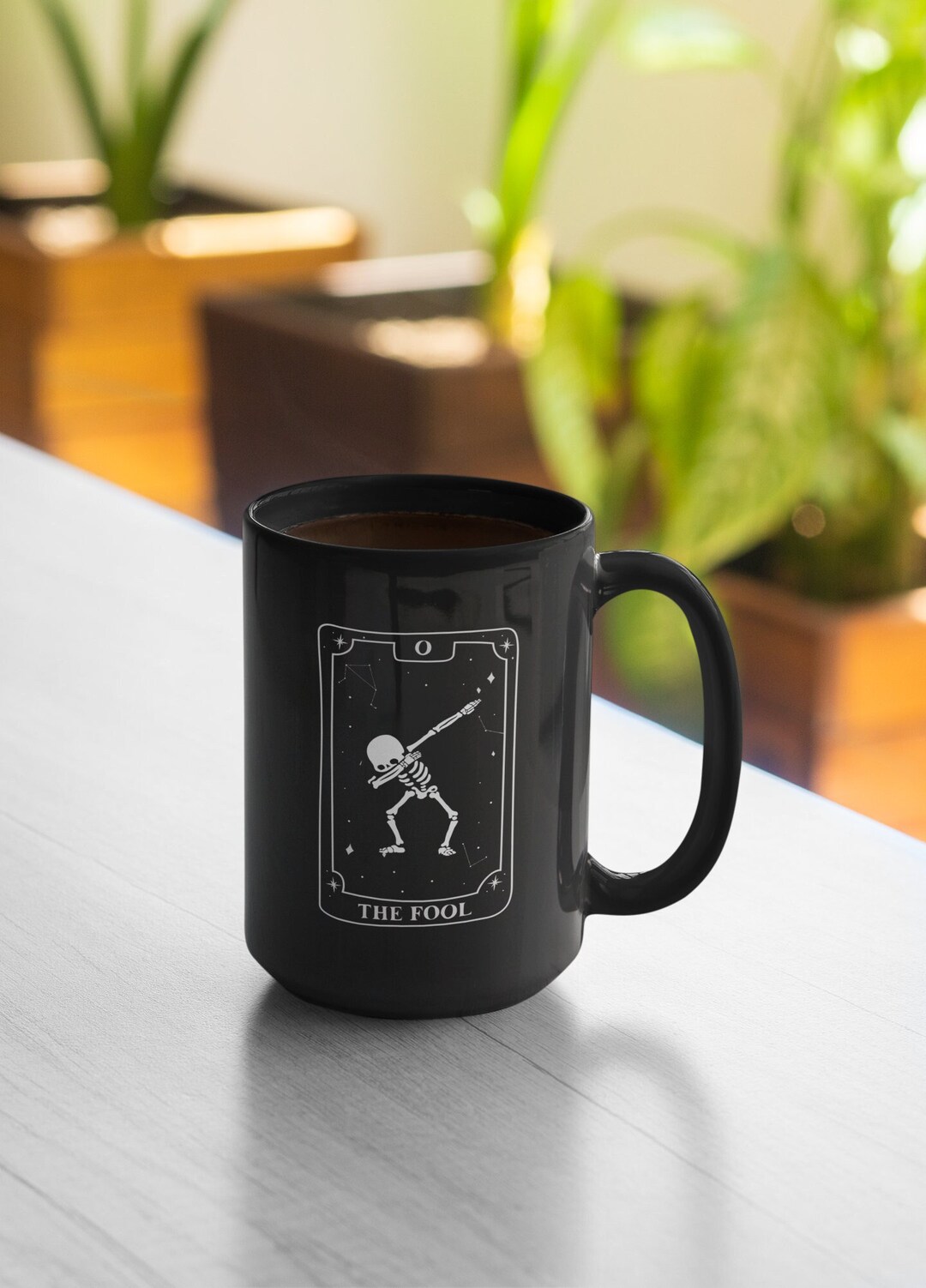 The Fool Skeleton Black Mug Halloween Ceramic Mug Tarot - Etsy