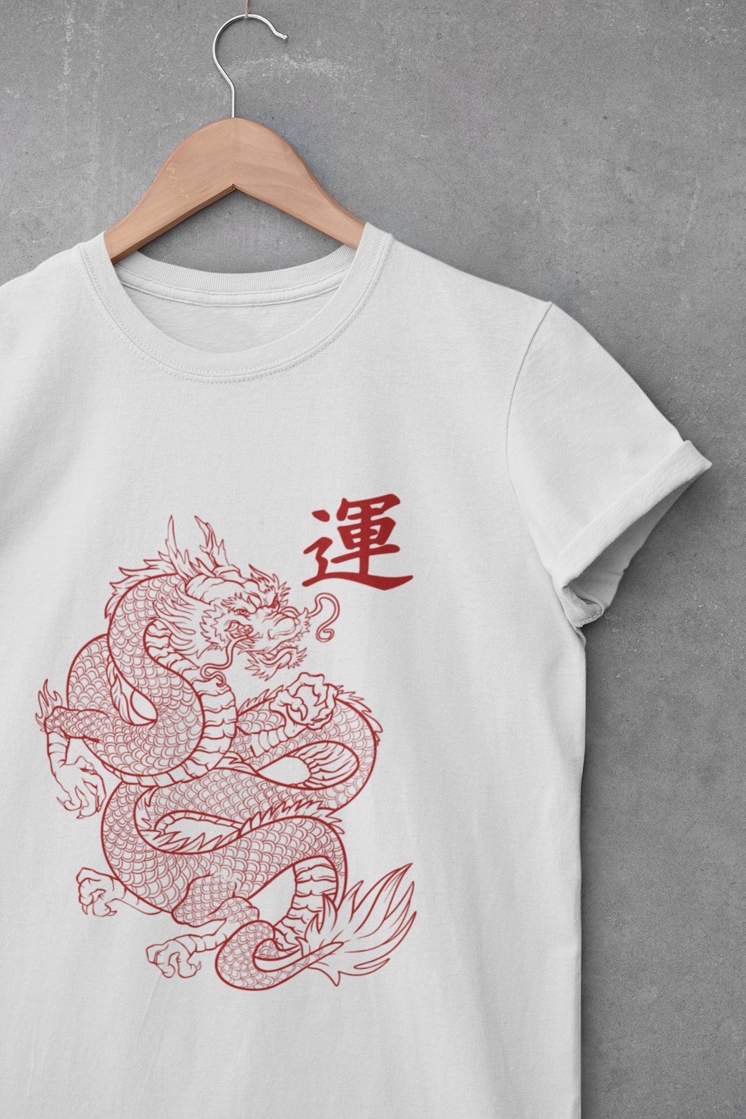 Red Japanese Dragon Shirt, Red Ryu T-shirt, Japanese Apparel, Soft ...
