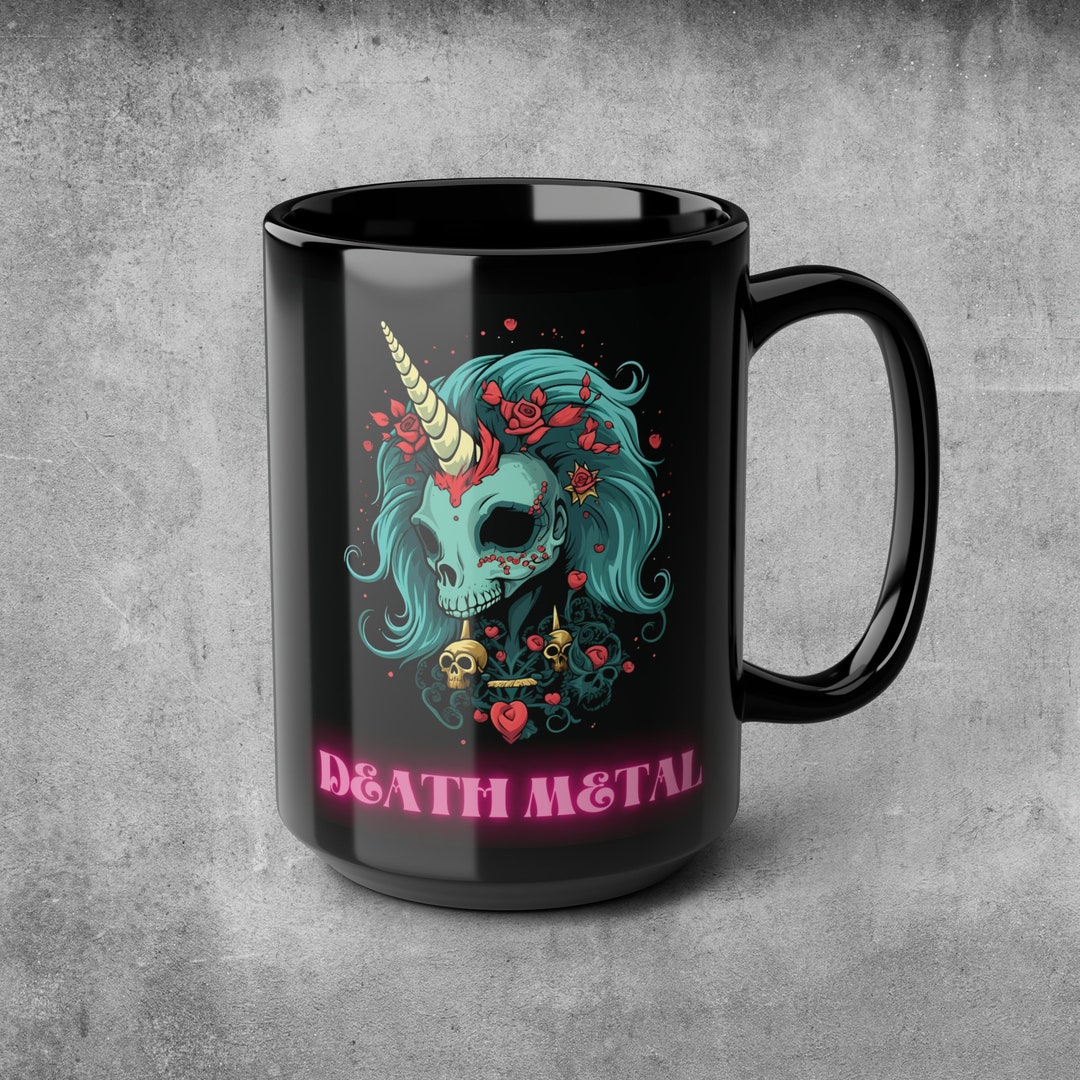 Death Metal Unicorn Mug, Heavy Metal Mug, Death Metal Mug, Metal Music ...