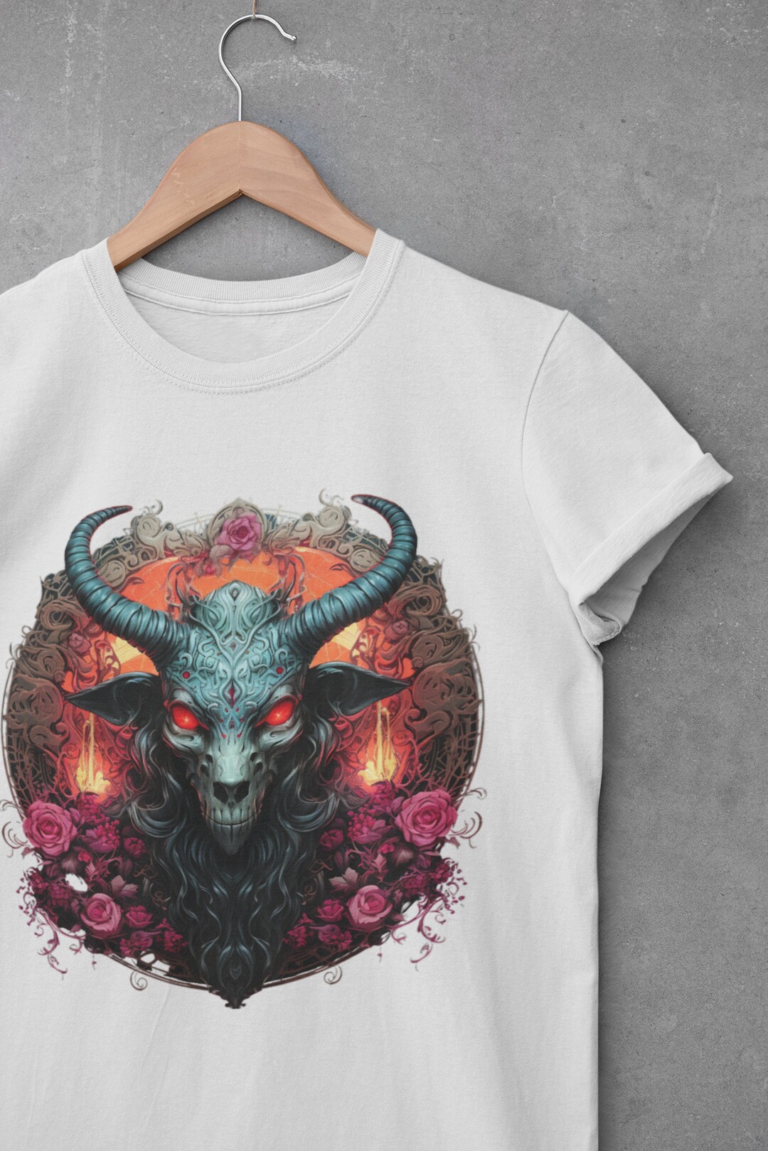 Death Metal Baroque Baphomet Shirt, Alternative Clothing, Satanic Goat ...
