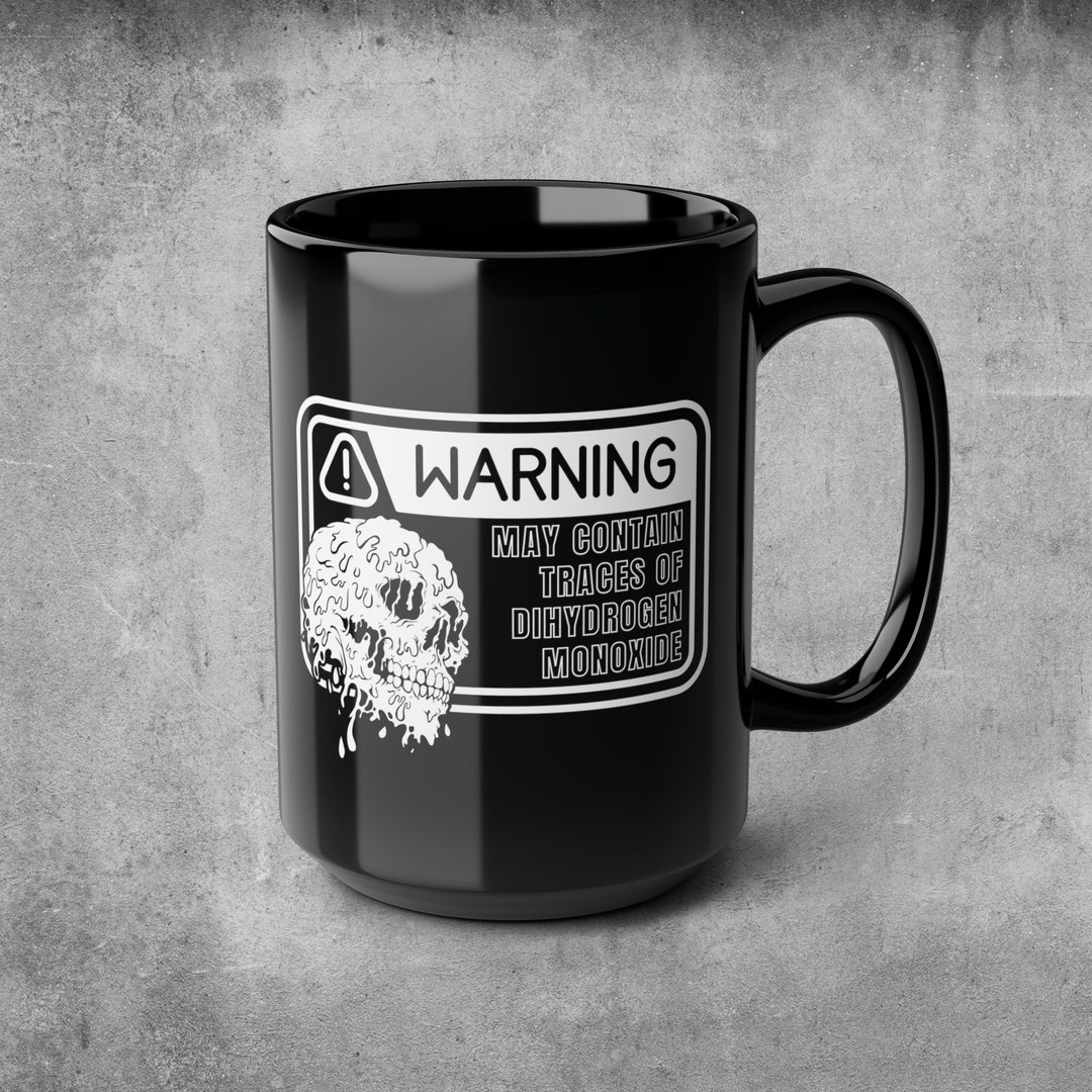 Dihydrogen Monoxide Joke Skull Mug, DHMO Meme Ceramic Mug, Coffee Mug ...