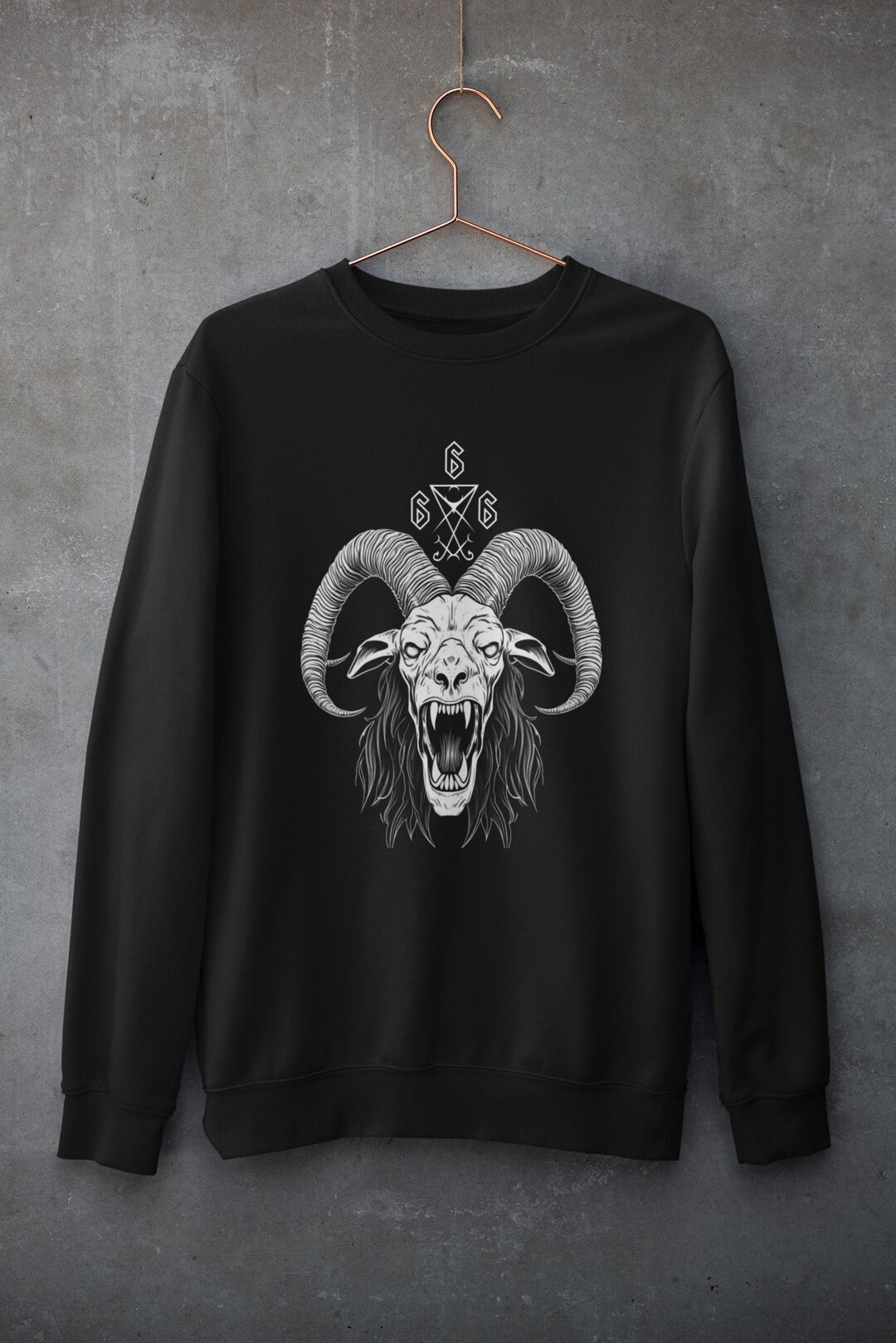 Loose Sweater With Satanic Goat Baphomet, Black Metal Sweatshirt ...