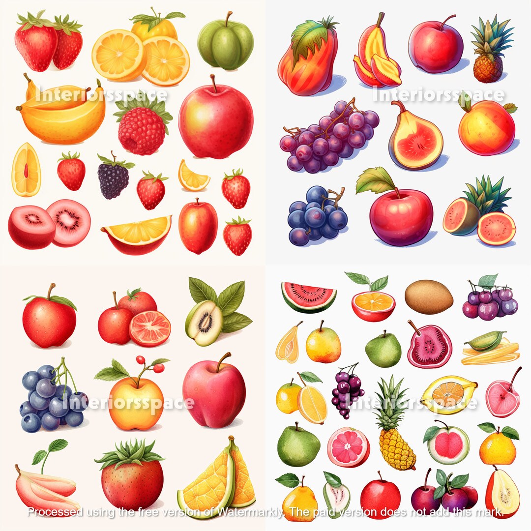 Fruits Clip Art Digital Print for Multiple Use - Etsy