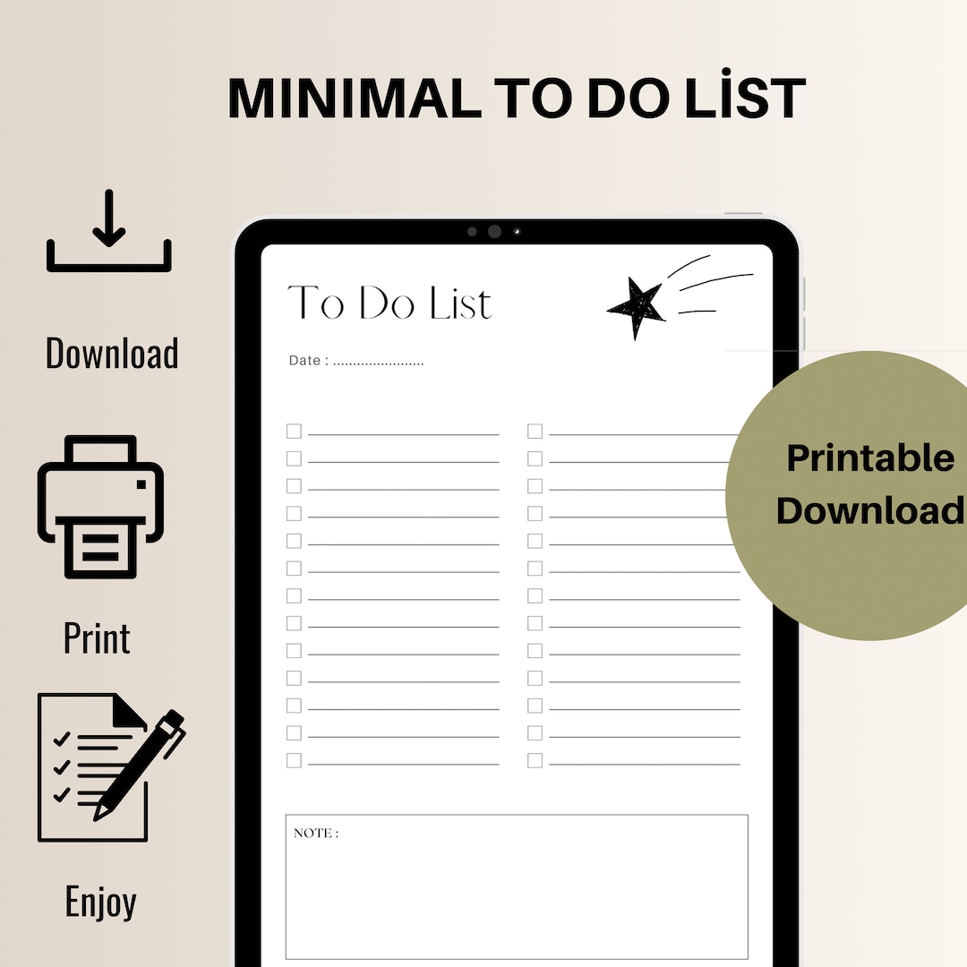 Minimal to Do List Printable Simple Tasks List Template - Etsy