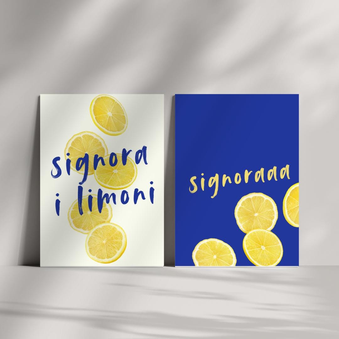 Signora I Limoni Poster Set | Funny Italian Meme Wall Art | Vibrant ...