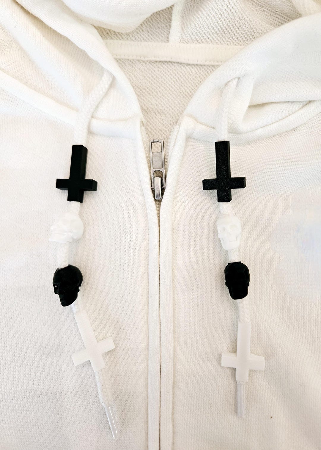 Skull & Inverted Cross Drawstring Accents: Gothic Hoodie Add-ons - Etsy
