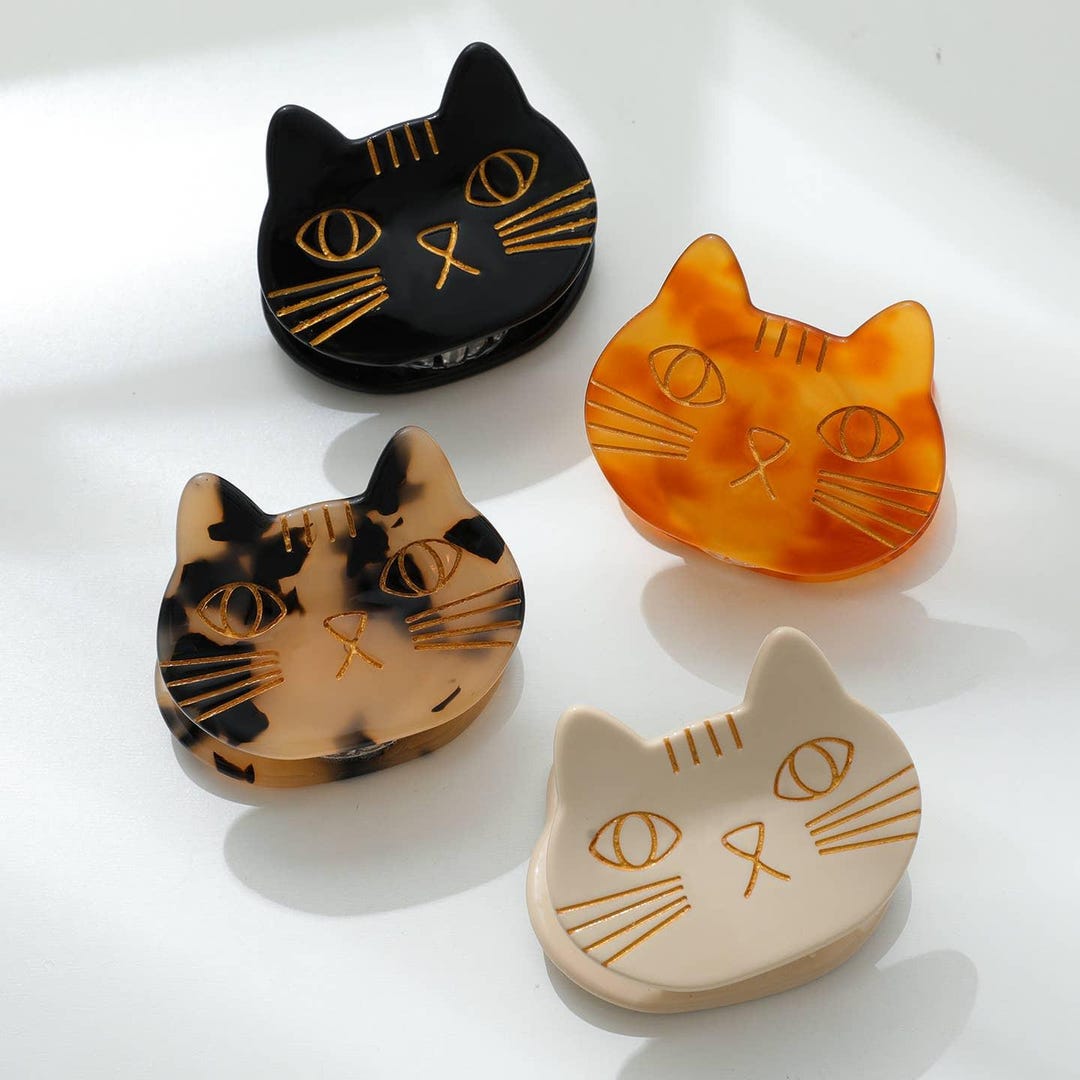 Cute Cat Face Claw Clip, Cat Lovers, Gifts for Her, Easter, Spring ...