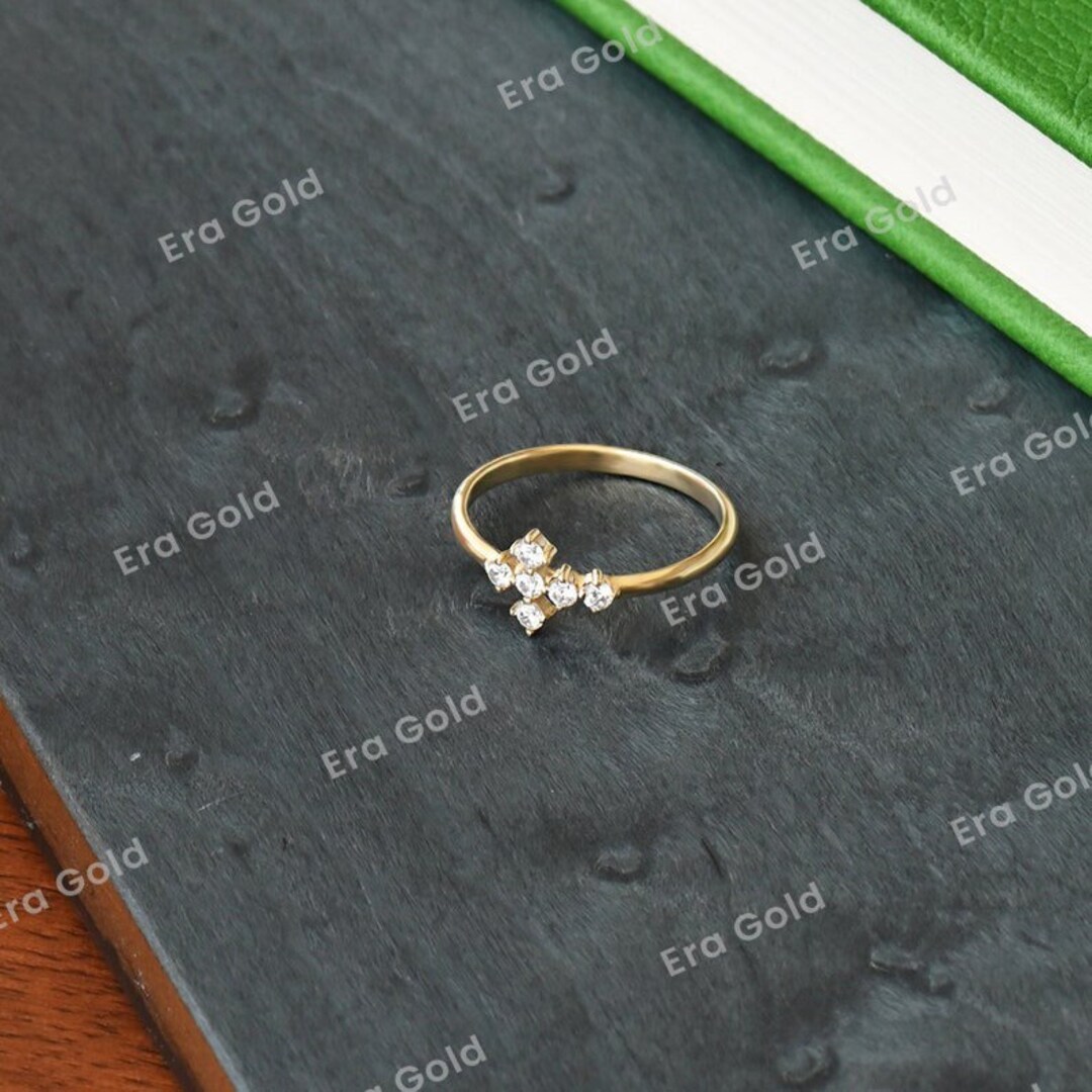 Diamond Cross Engagement Ring 14k 10k 18k Solid Gold Tiny - Etsy