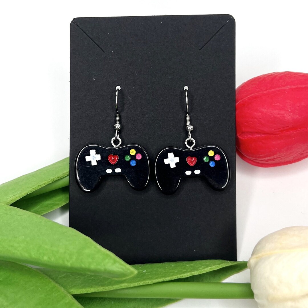 Handmade Video Game Controller Resin Charm Hook Earrings Costume ...