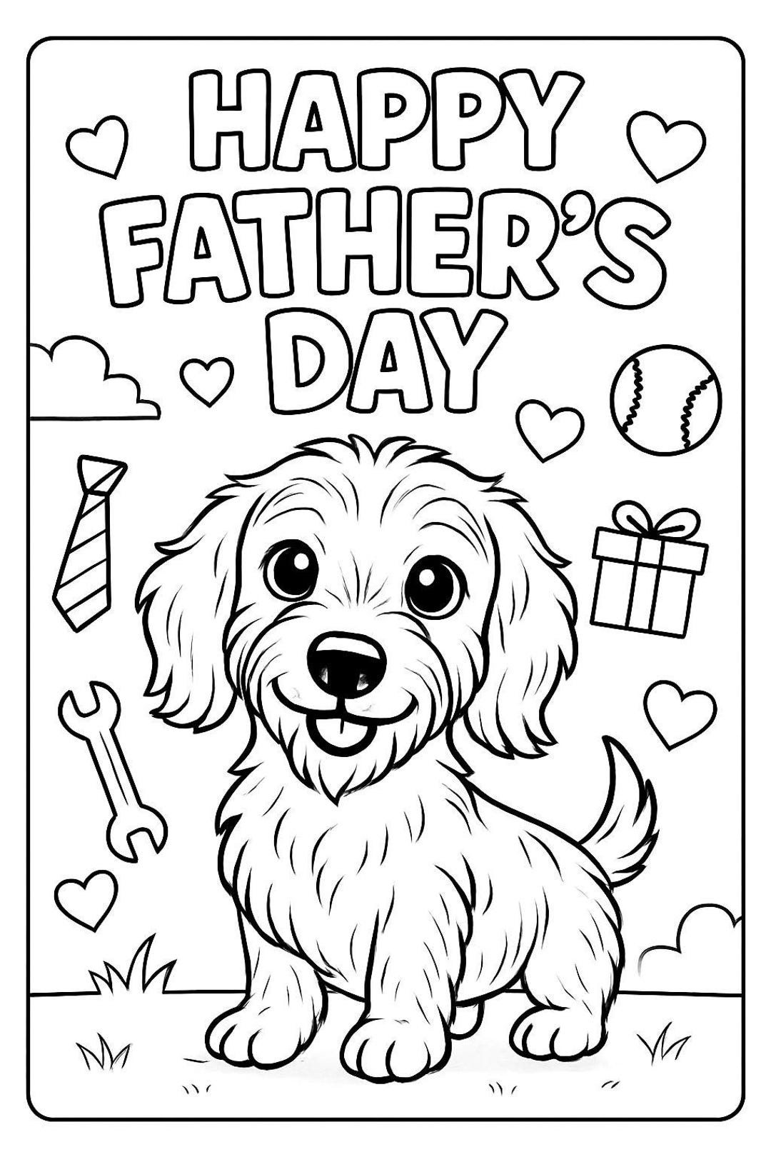 Father's Day Dog Coloring Page - Etsy