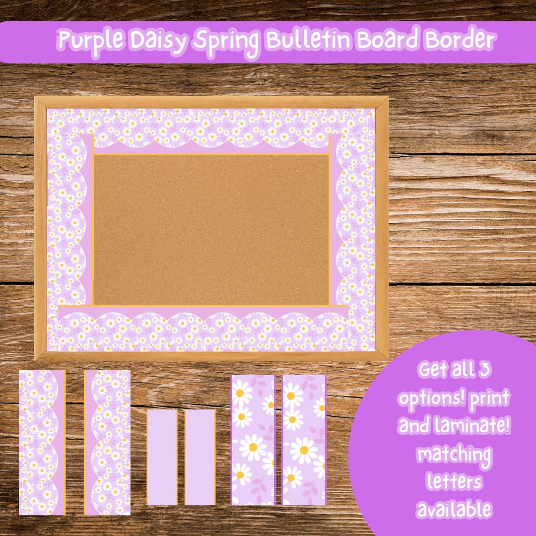 Purple Daisy Bulletin Board Borders | Spring Classroom Decor | Floral ...