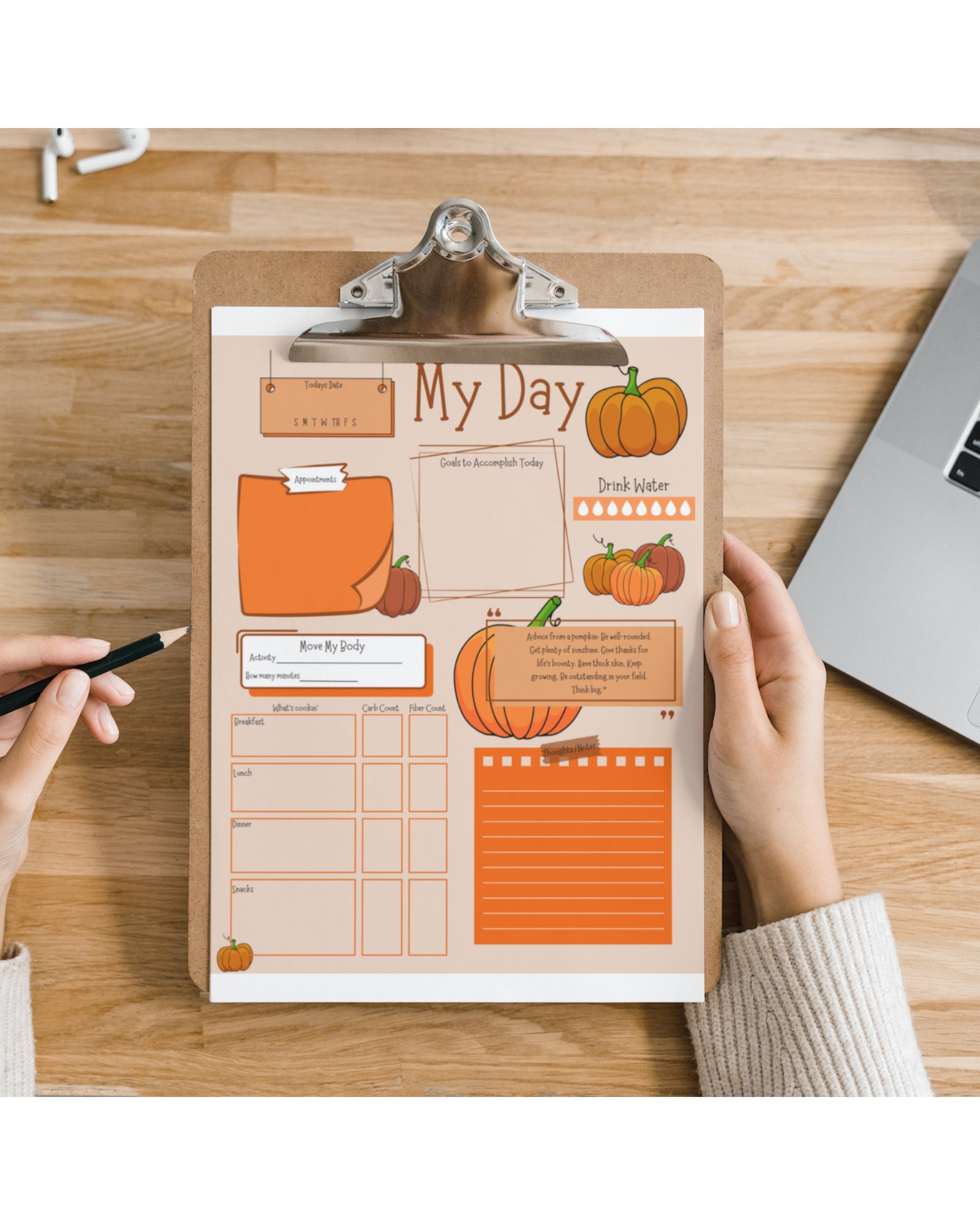 Fall Daily Planner, Pumpkin Theme Digital Planner Png - Etsy