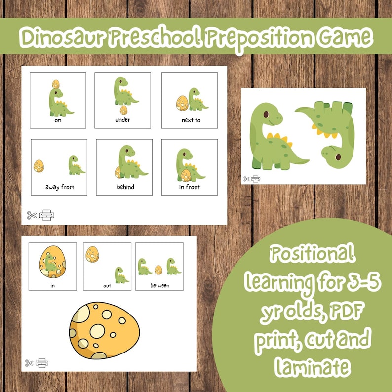 Dinosaur Prepositions Game Printable | Preschool Spatial Concepts ...