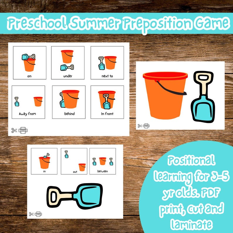 Summer Prepositions Game Printable | Sand Pail & Shovel Spatial ...