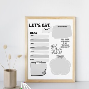 Menu Weekly Planner PNG and SVG, Digital Menu Planner - Etsy