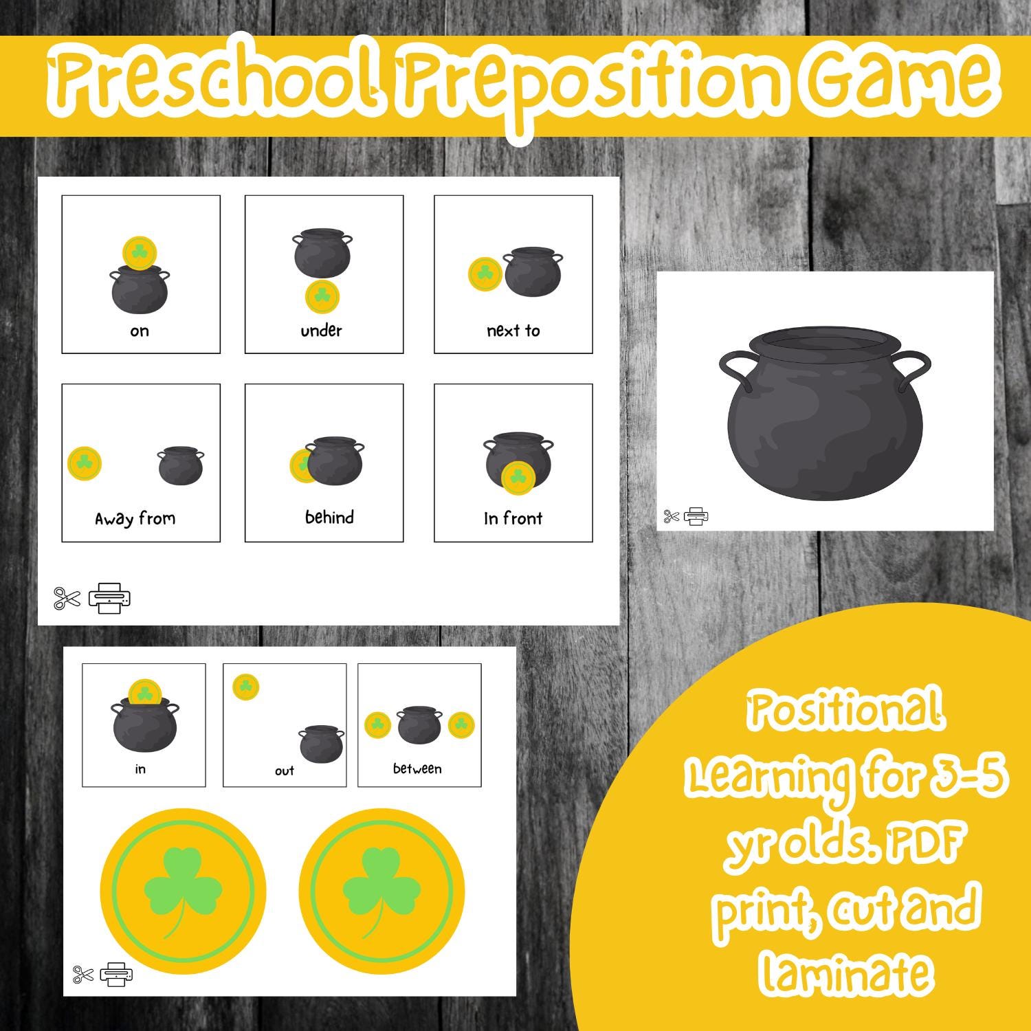 St. Patrick’s Day Prepositions Game | Gold Coin & Pot of Gold Spatial ...