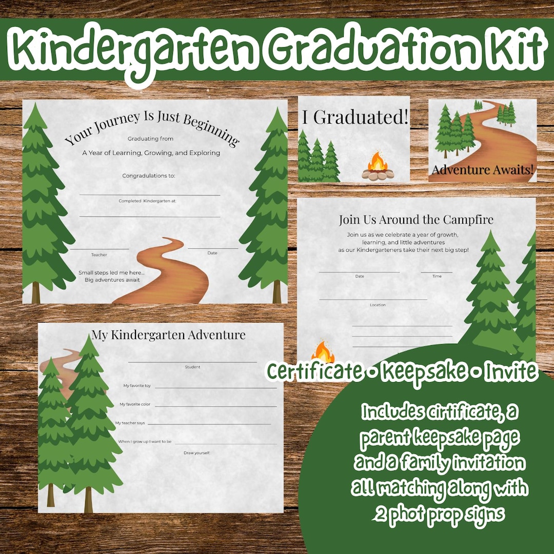 Kindergarten Graduation Certificate Adventure Awaits Printable Diploma ...