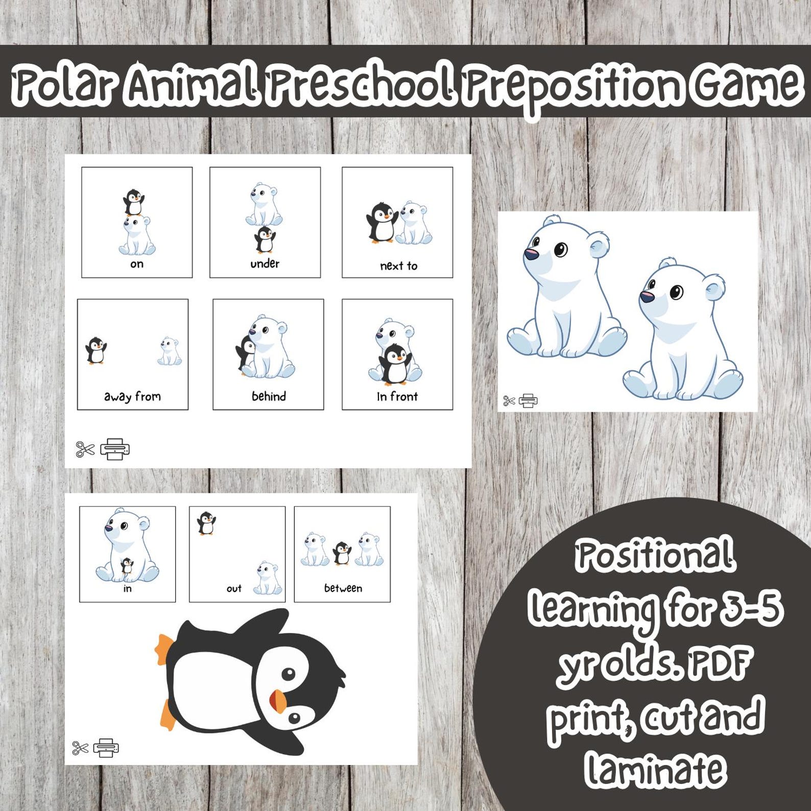 Polar Animals Prepositions Game Printable | Polar Bear & Penguin ...