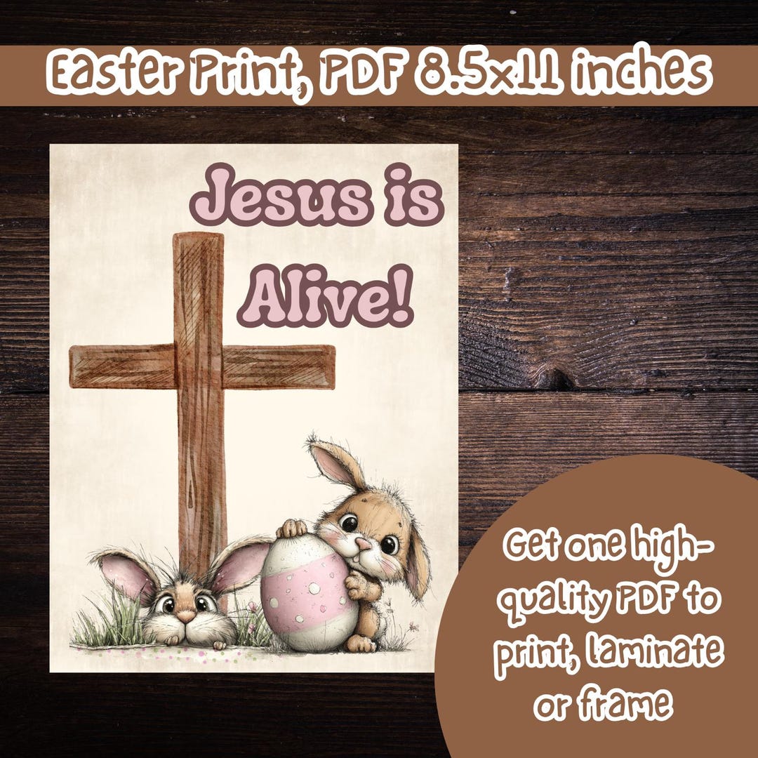 Faith-based Easter Printable Poster | Jesus is Alive | Christian Wall ...