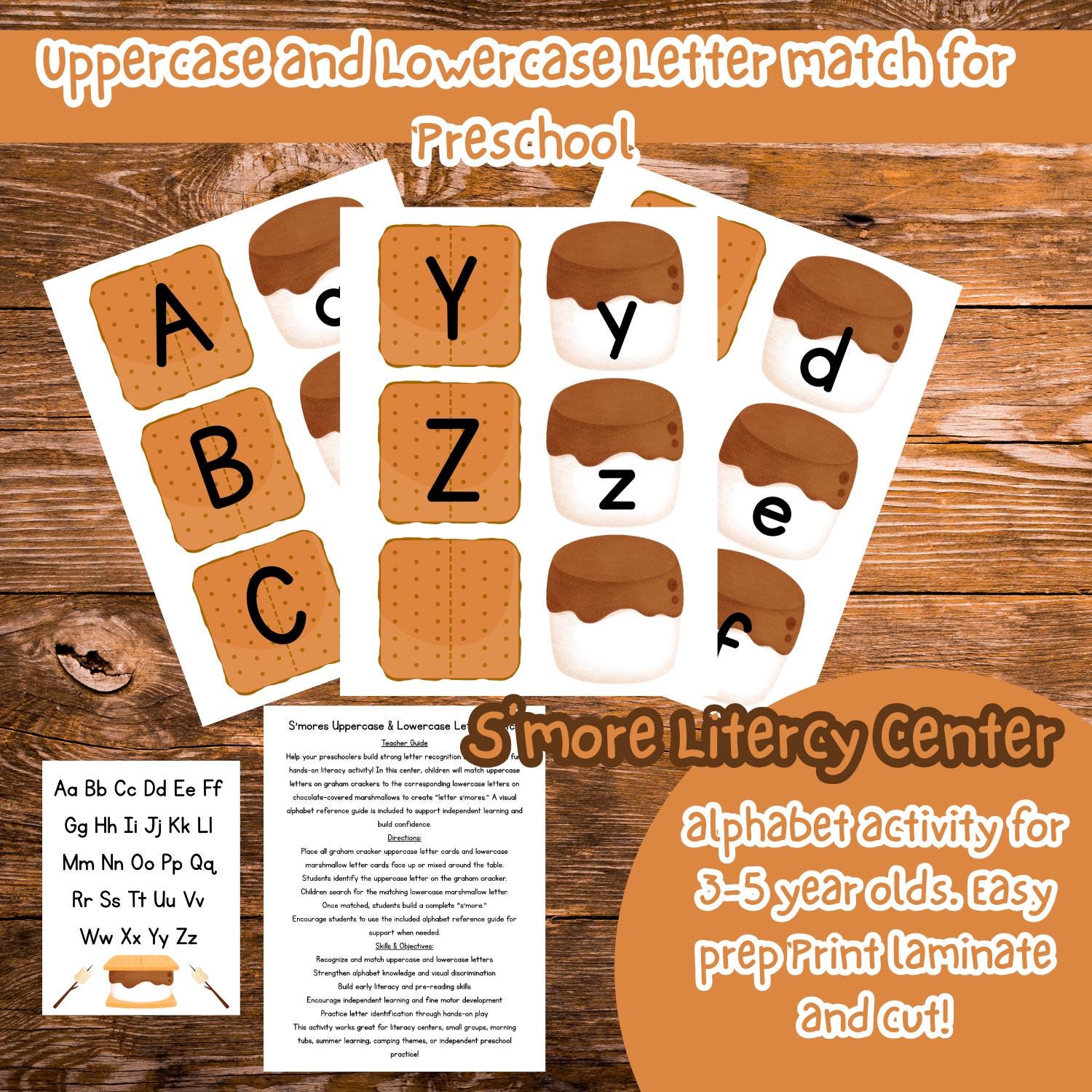 Camping Alphabet Match Printable Preschool Uppercase Lowercase Letter ...