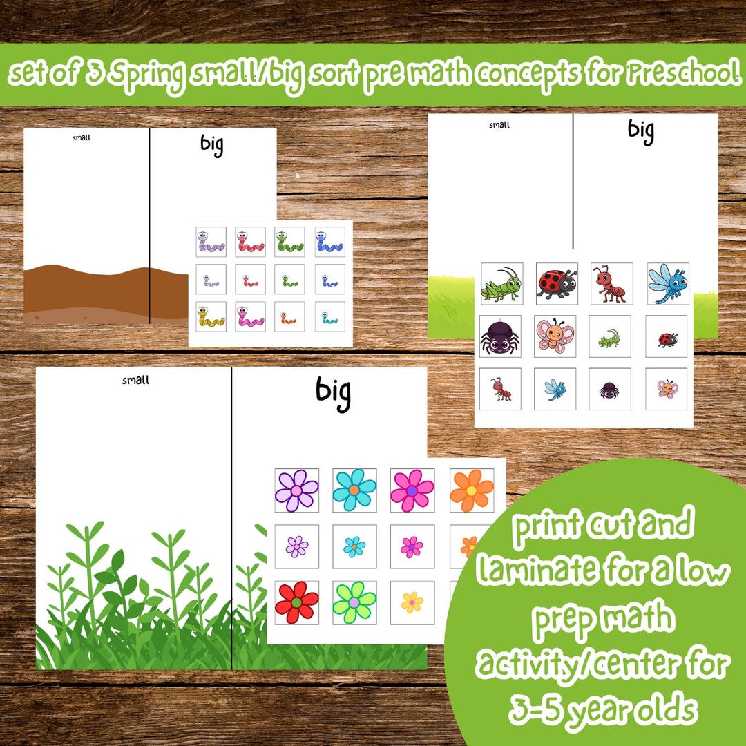 Big Small Sorting Activity Preschool | Size Comparison Math Center ...