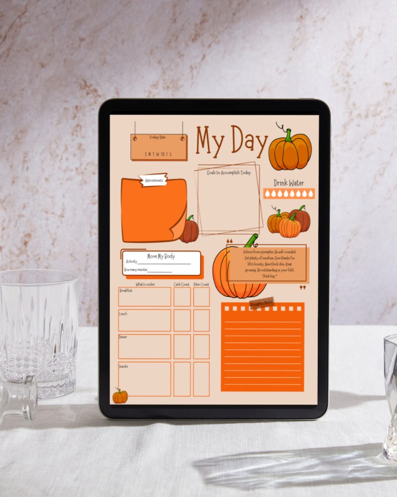 Fall Daily Planner, Pumpkin Theme Digital Planner Png - Etsy