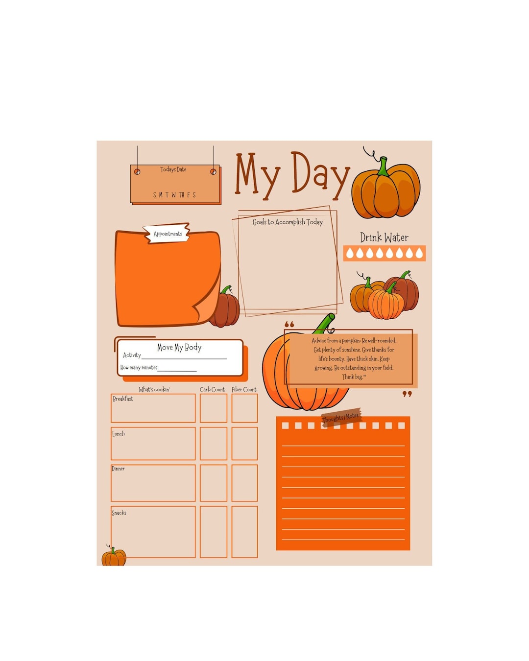 Fall Daily Planner, Pumpkin Theme Digital Planner Png - Etsy