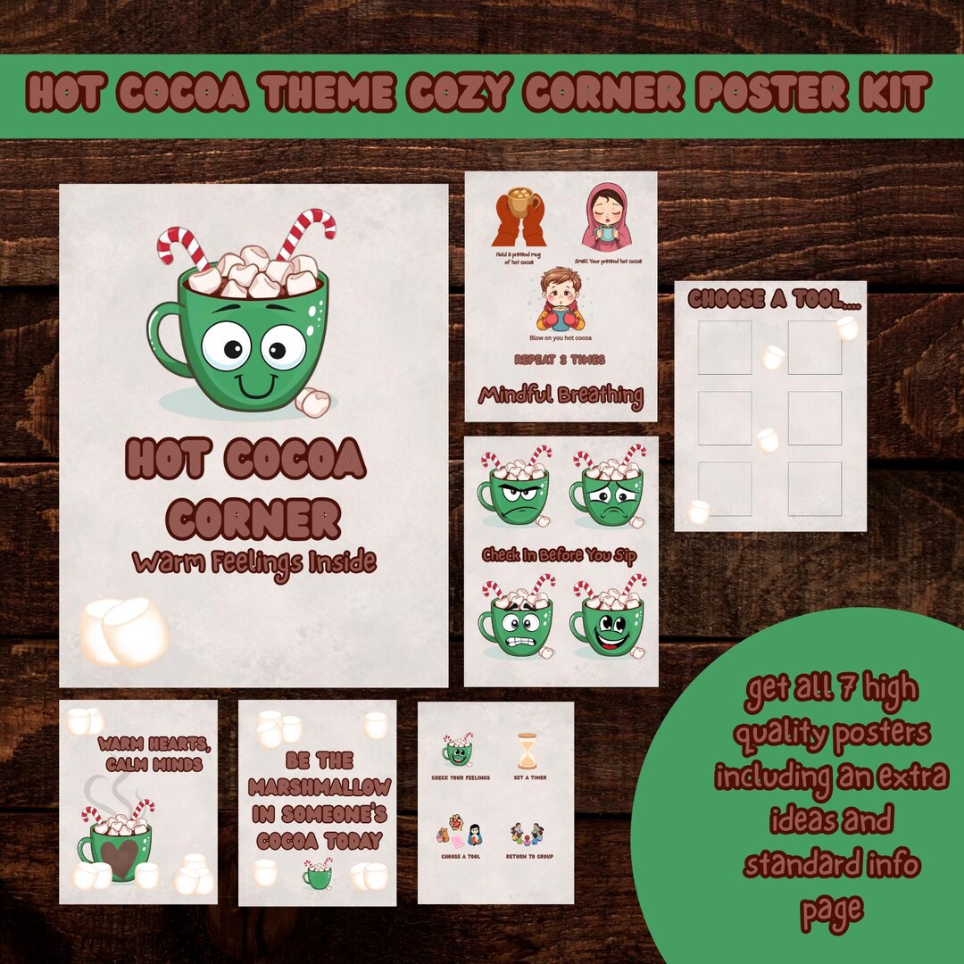 Hot Cocoa Cozy Corner Poster Kit | Calm Down Corner | SEL Classroom ...