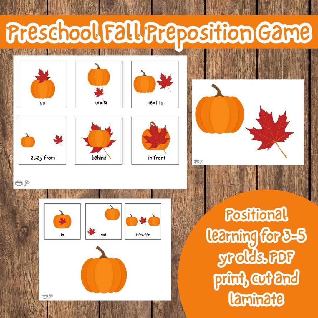 Pumpkin & Leaf Prepositions Activity | Fall Preschool Spatial Concepts ...