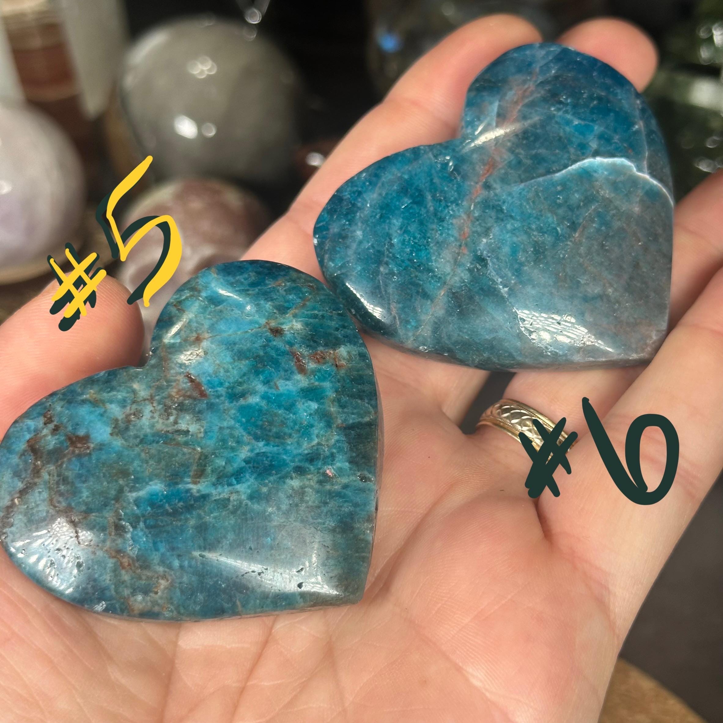 Sparkling Blue Apatite Heart – Deep Blue Stone for Insight, Focus ...