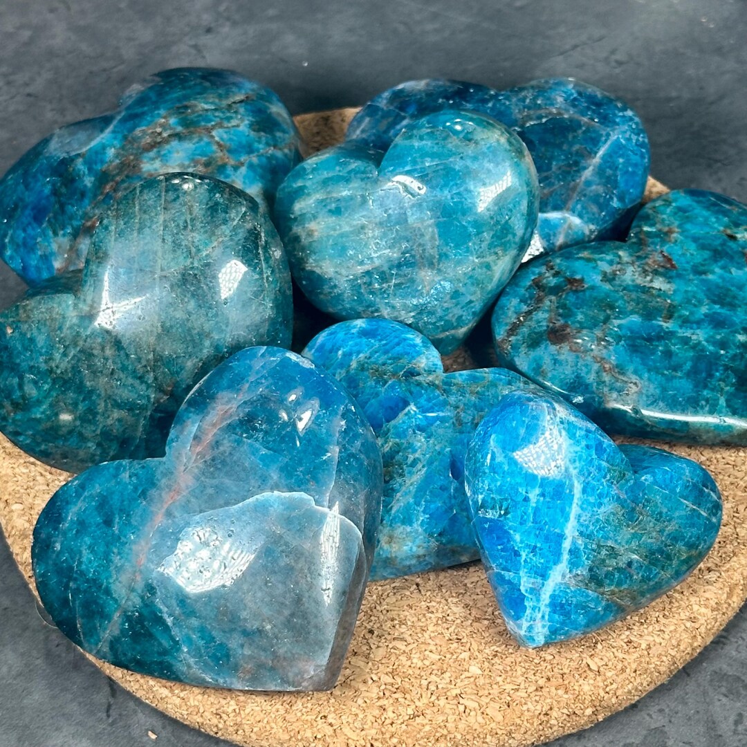 Sparkling Blue Apatite Heart – Deep Blue Stone for Insight, Focus ...