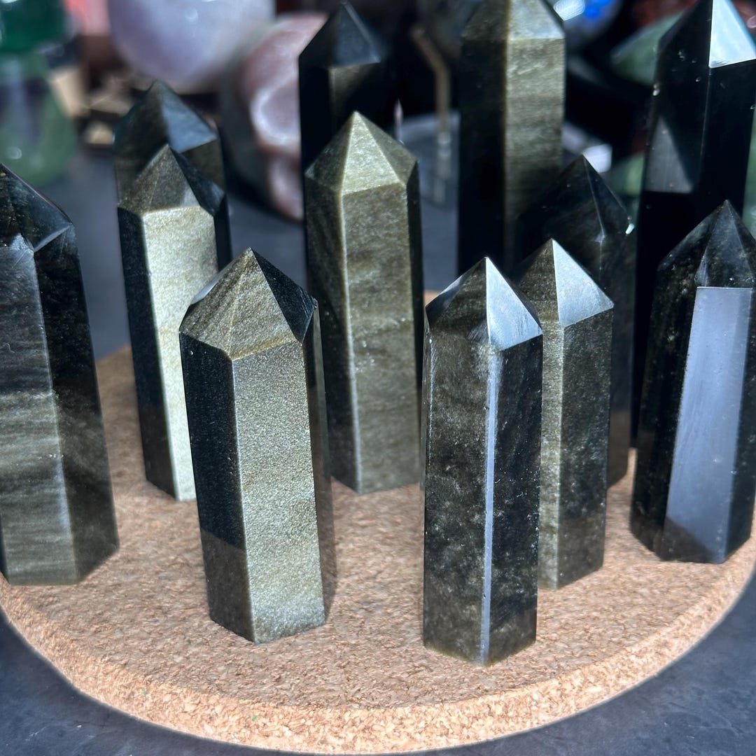 Radiant Golden Obsidian Towers – Strength, Protection & Inner Clarity ...