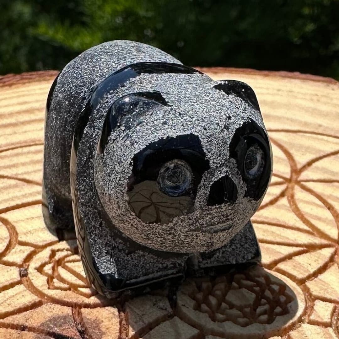 Black Obsidian Panda Symbol of Yin and Yang, Creatively Etched - Etsy