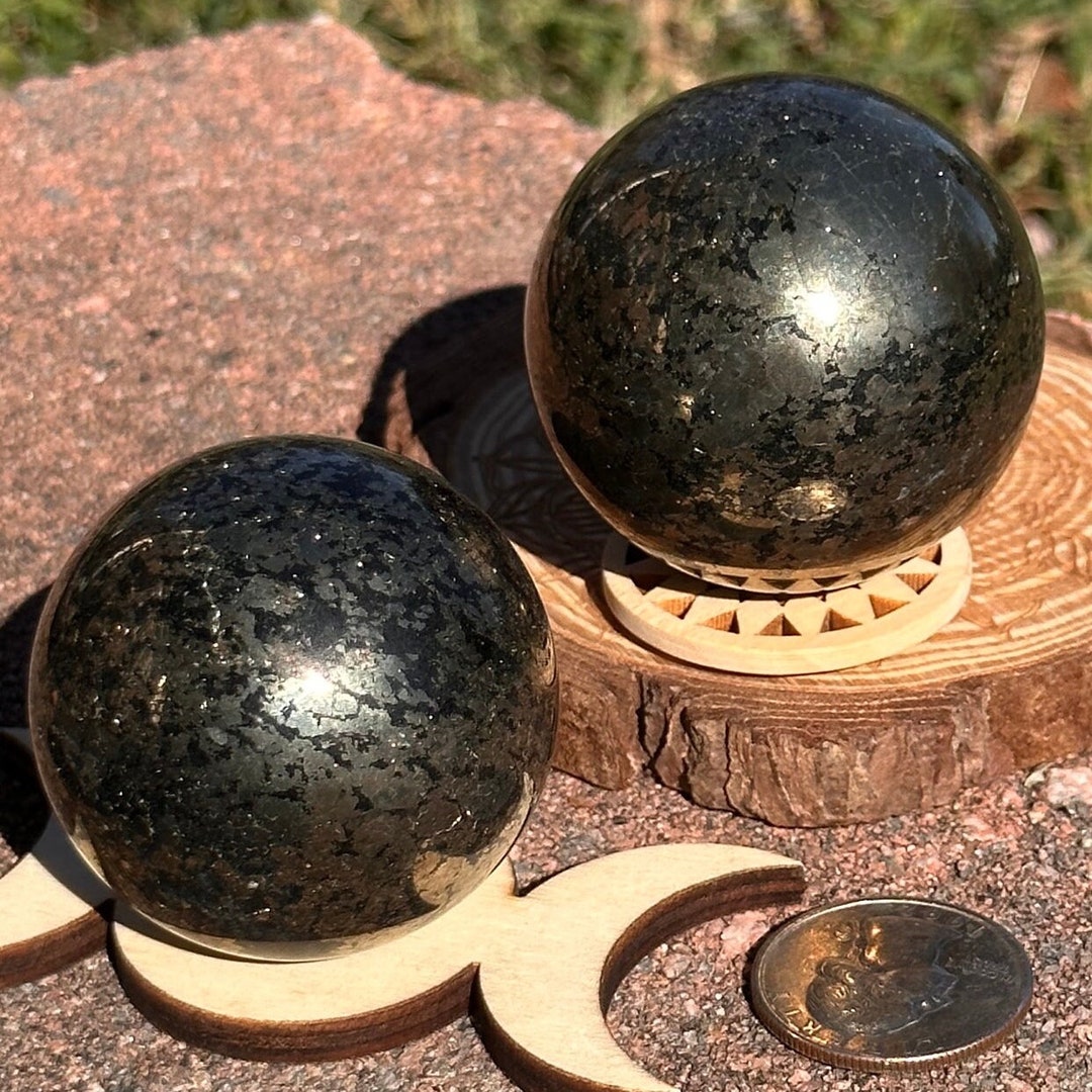 Lustrous Black-banded Pyrite Spheres - Etsy