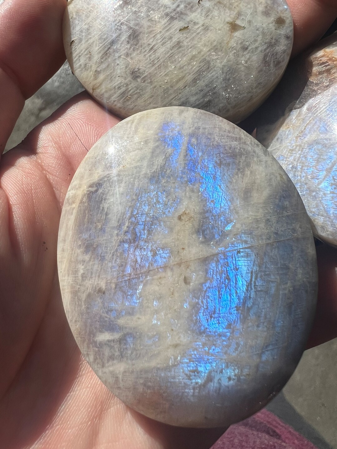 Super Flash Sunstone-moonstone Mix Palmstones: A Celestial Blend of ...