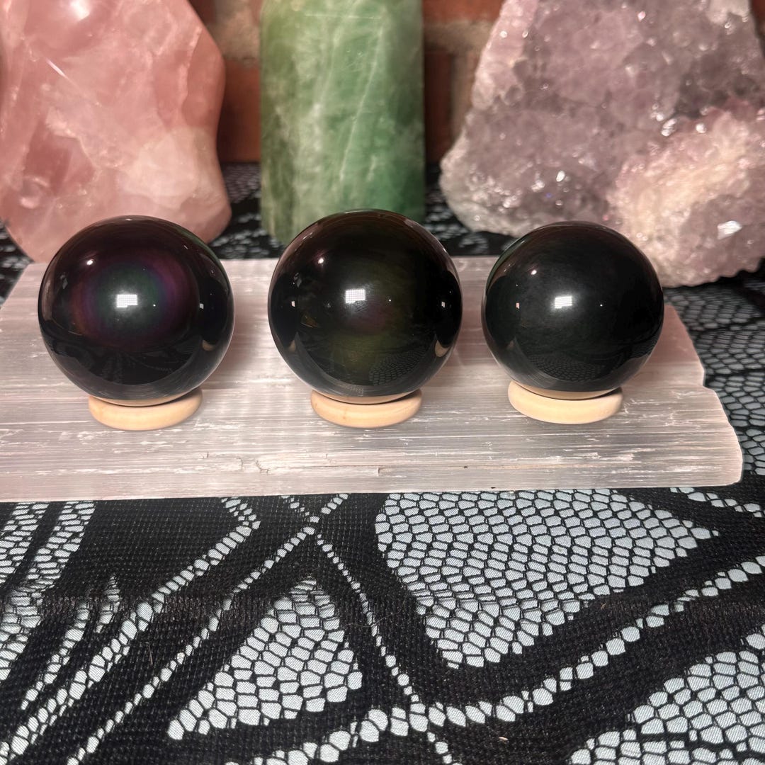 Mystical Rainbow Obsidian Sphere – Shadow Work & Protective Energy ...
