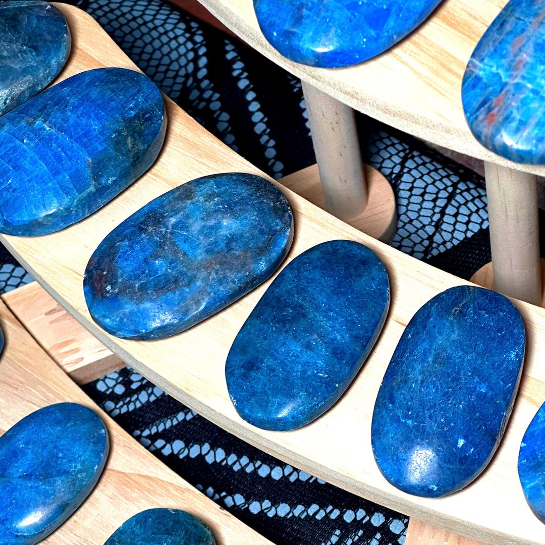 Deep Blue Apatite Palm Stones – Polished Motivation & Focus Crystals - Etsy